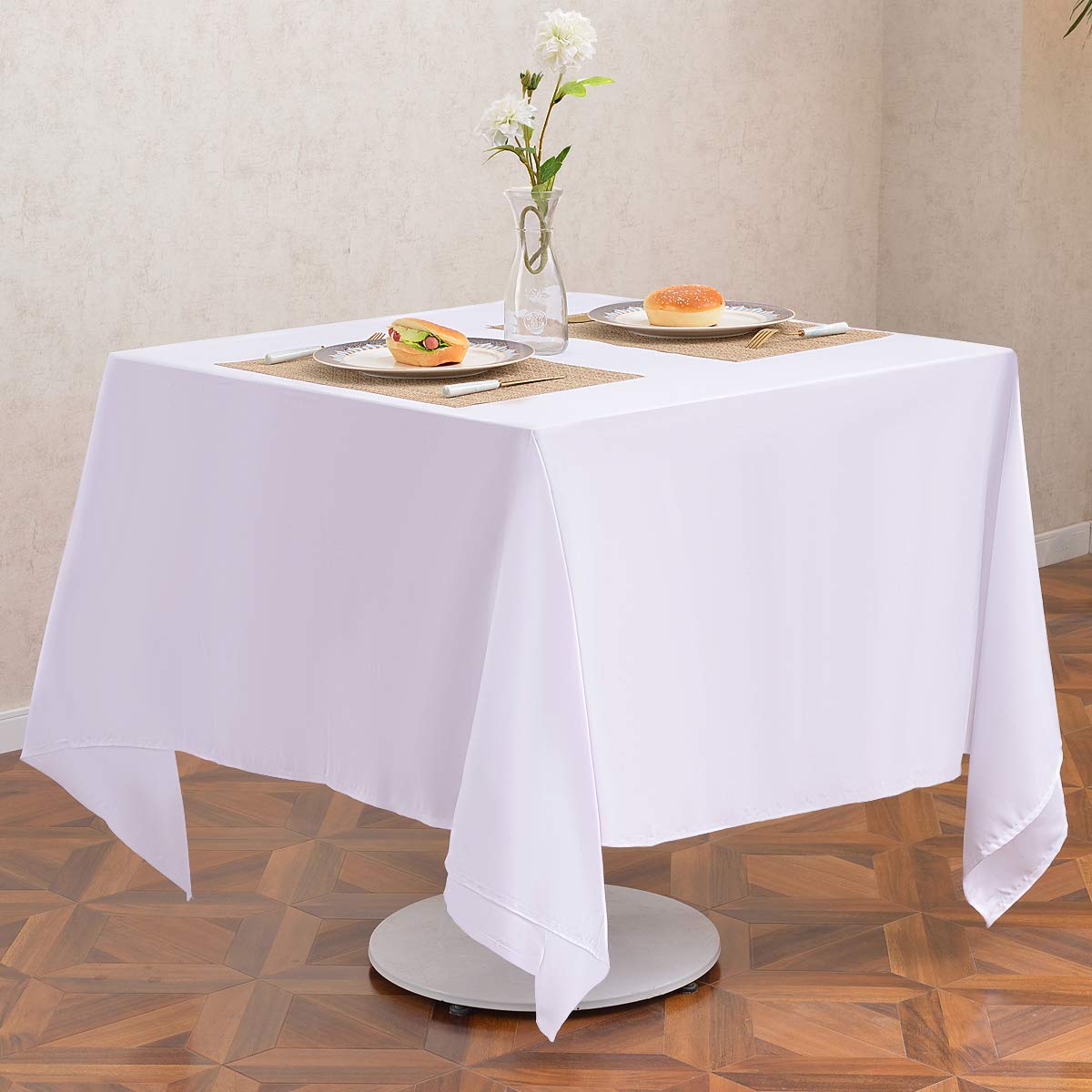 FURNLIK 132 inch Round Tablecloth White Table Cloth Polyester Wrinkle Resistant, Stain Resistant Tablecloths for Banquet Party Dining Buffet and Vendor