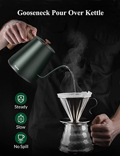 KLEAH Electric Kettle Gooseneck with Temperature Control Stainless Steel Automatic Shut Off Coffee Kettle Hot Water Boiler Pour Over Tea Kettle 1200 Watt Quick Heating Keep Warm, 0.8L for Gift