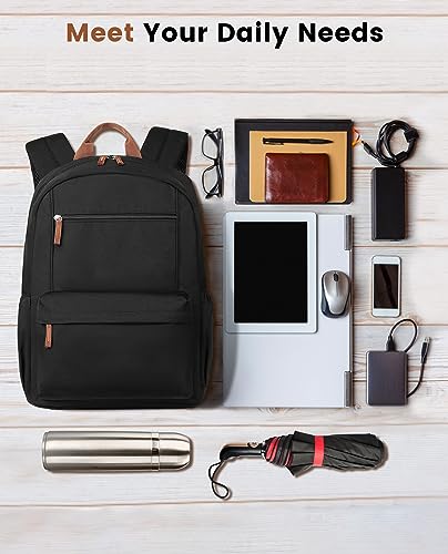 Vorspack Backpack for Men and Women - Lightweight Backpack Classical Basic Bookbag with Multi-pockets Casual Daypack for College Workplace Travel - Black