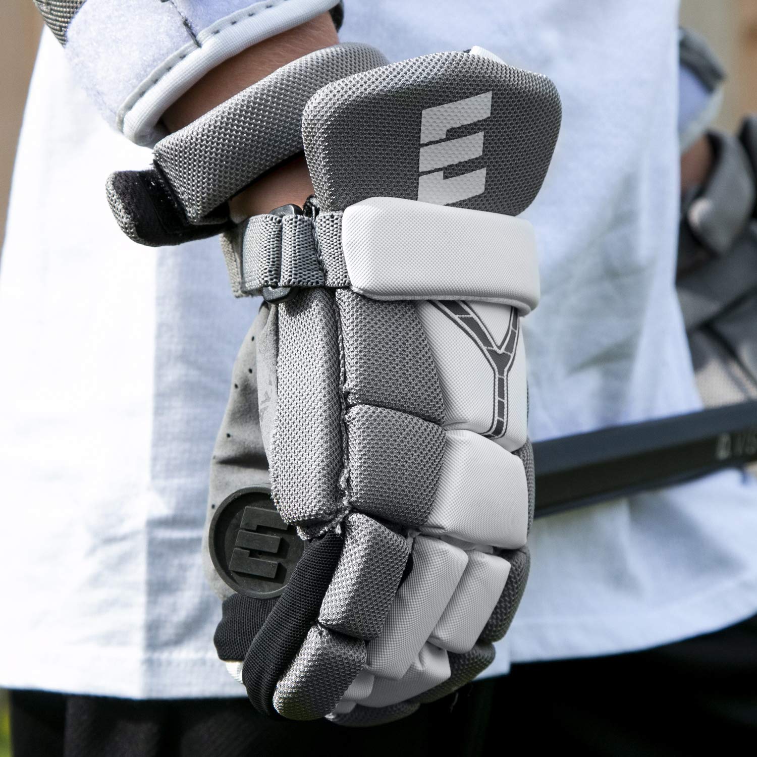 Epoch iD Jr. Youth Lacrosse Gloves, 5.0-6.0 Inches (12.5cm -15 cm) with Dual Density Foam, White