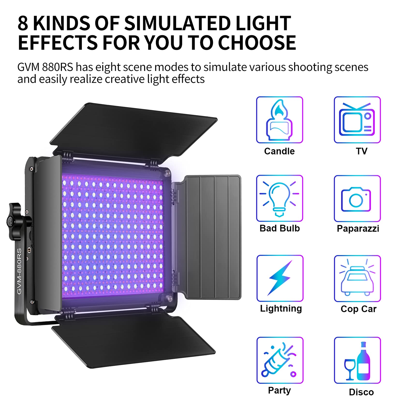 GVM RGB Photography Lighting Kits with 2 Softboxes, 880RS 60W Studio Lights with Bluetooth Control, 2 Packs Video Light with 18 Lighting Scenes, led Panel Lights for Video Recording, 8330lux/0.5M