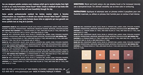 Japonesque Velvet Touch Eyeshadow Palette with 8 Long Lasting Matte Colors, Blendable, and Pigmented