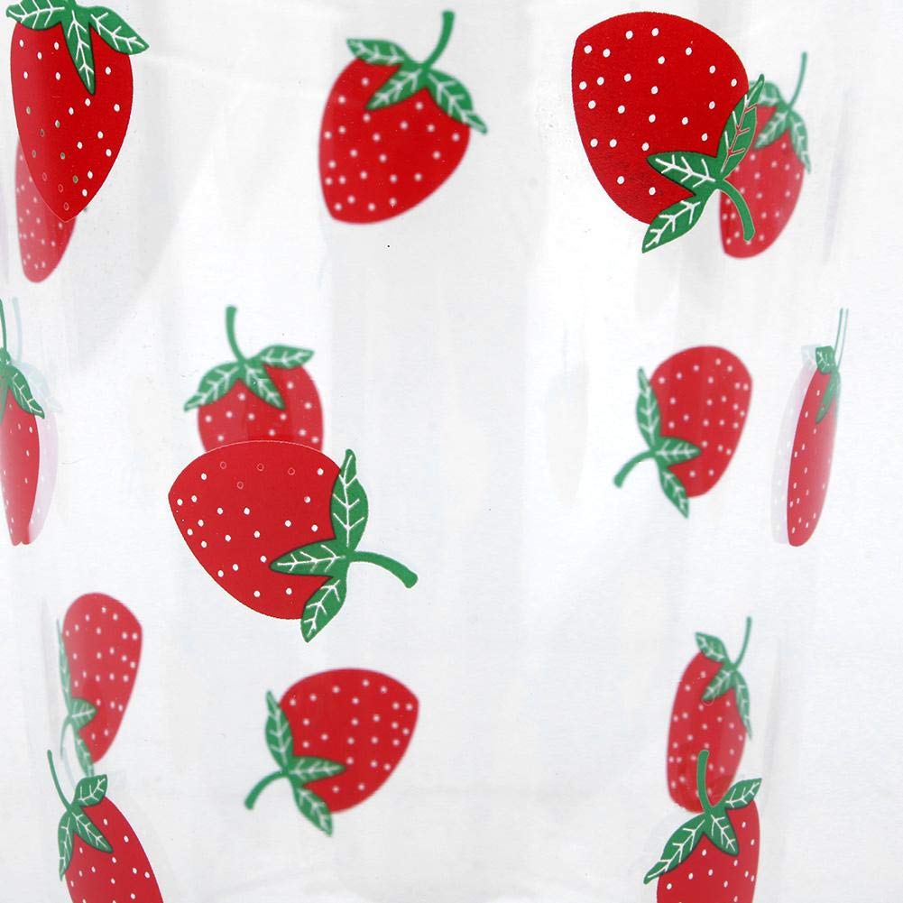 Ichiias Glass Cup Heat-Resisting Clear Strawberry Pattern Coffee Juice Drinking Water Mug with Straw Lid