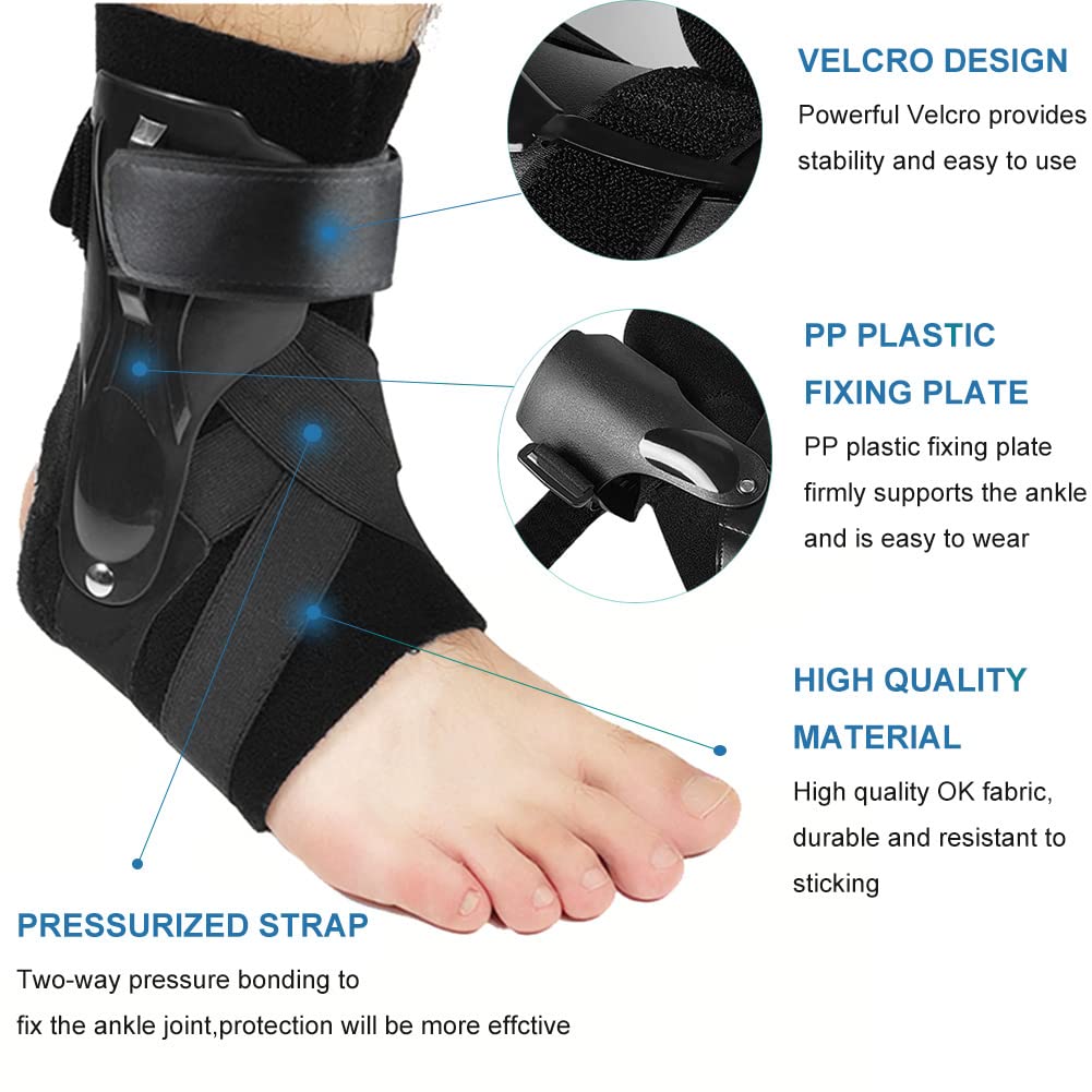 TODDOBRA Ankle Brace for Sprained Ankle, Ankle Support Brace with Side Stabilizers for Men & Women, Ankle Splint Stabilizer Volleyball, Basketball, Ankle Supports for Women (Update L)