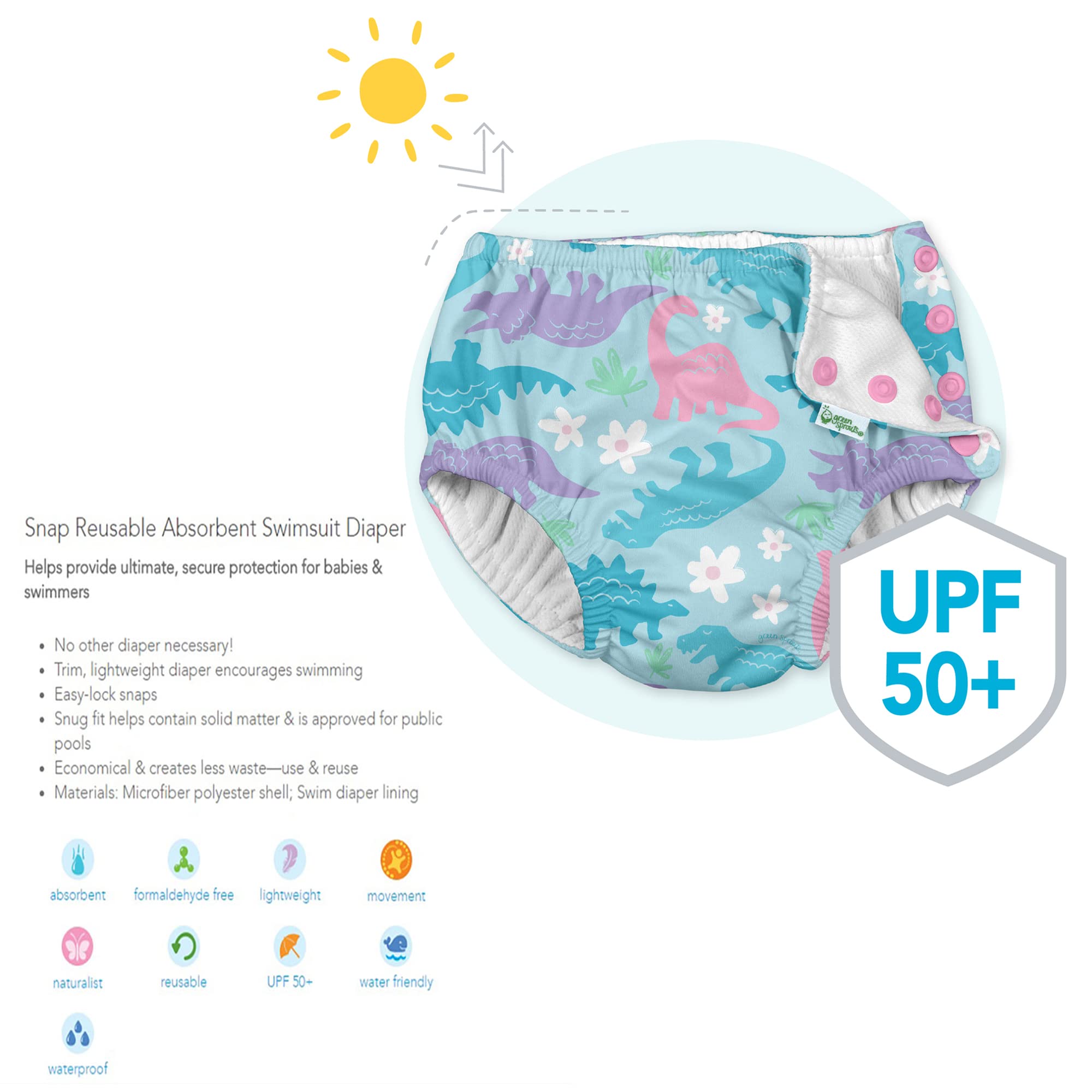i Play (2 Pack) Girls Reusable Absorbent Baby Swim Diapers - Swimming Suit Bottom | No Other Diaper Necessary Coral 4T