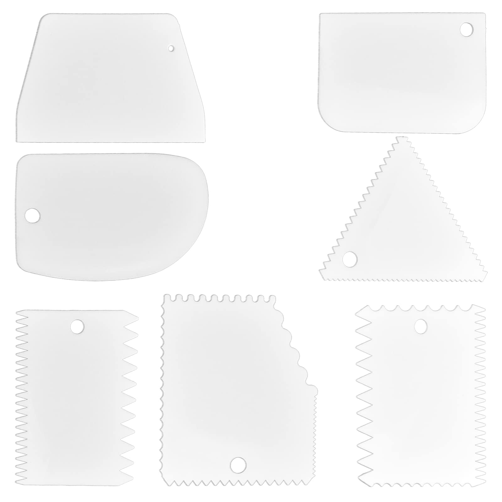 Jzszera Cake Scraper Cake Decorating Tools, 7 Pcs Dough Scraper Bowl Scraper Cutters Flexible Cake Icing Smoother for Cake Bread Dough Multipurpose Food