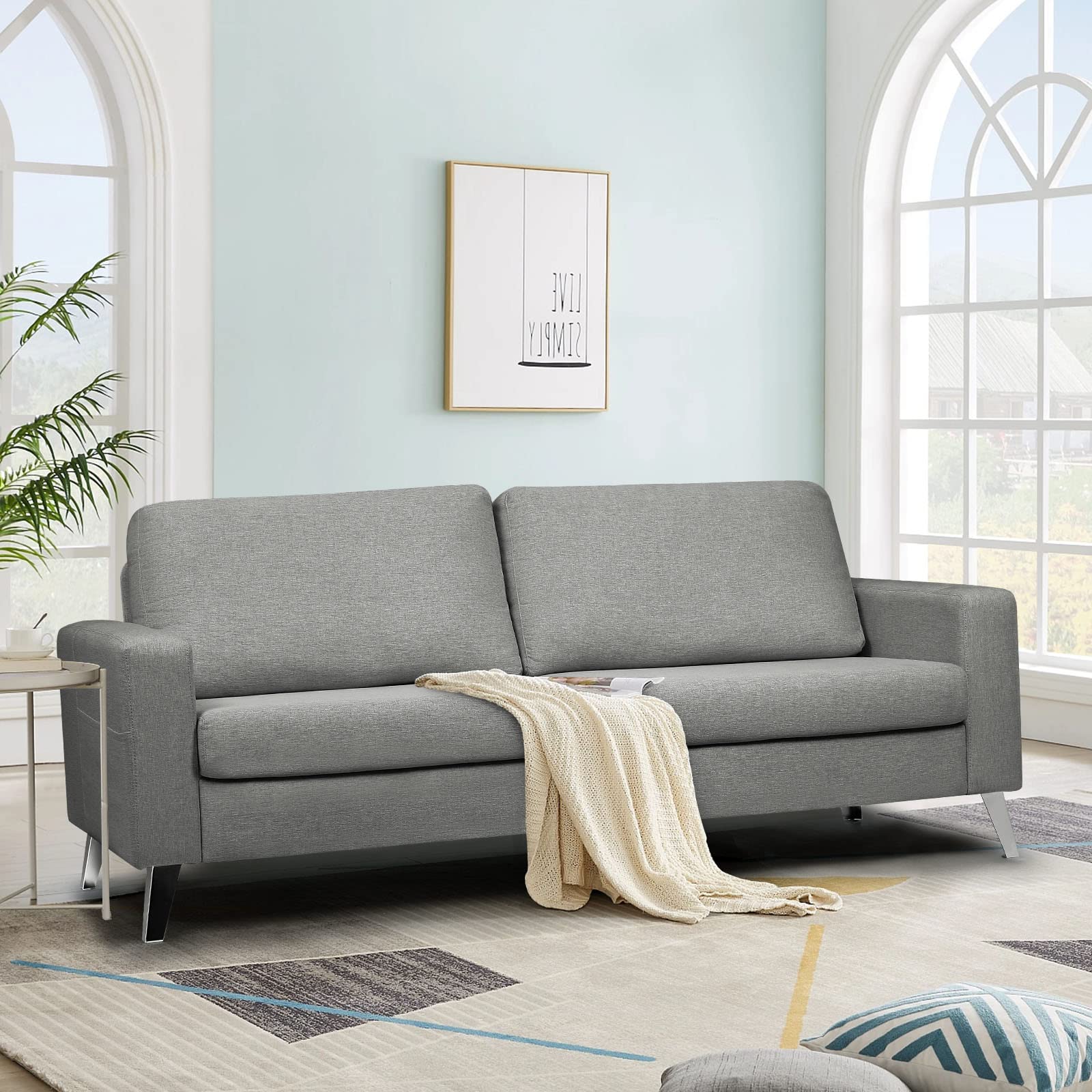 Esright Grey Sofa Couch, 2 Seats Sofa for Living Room 79" Wide, Oversied Loveast for Bedroom and More