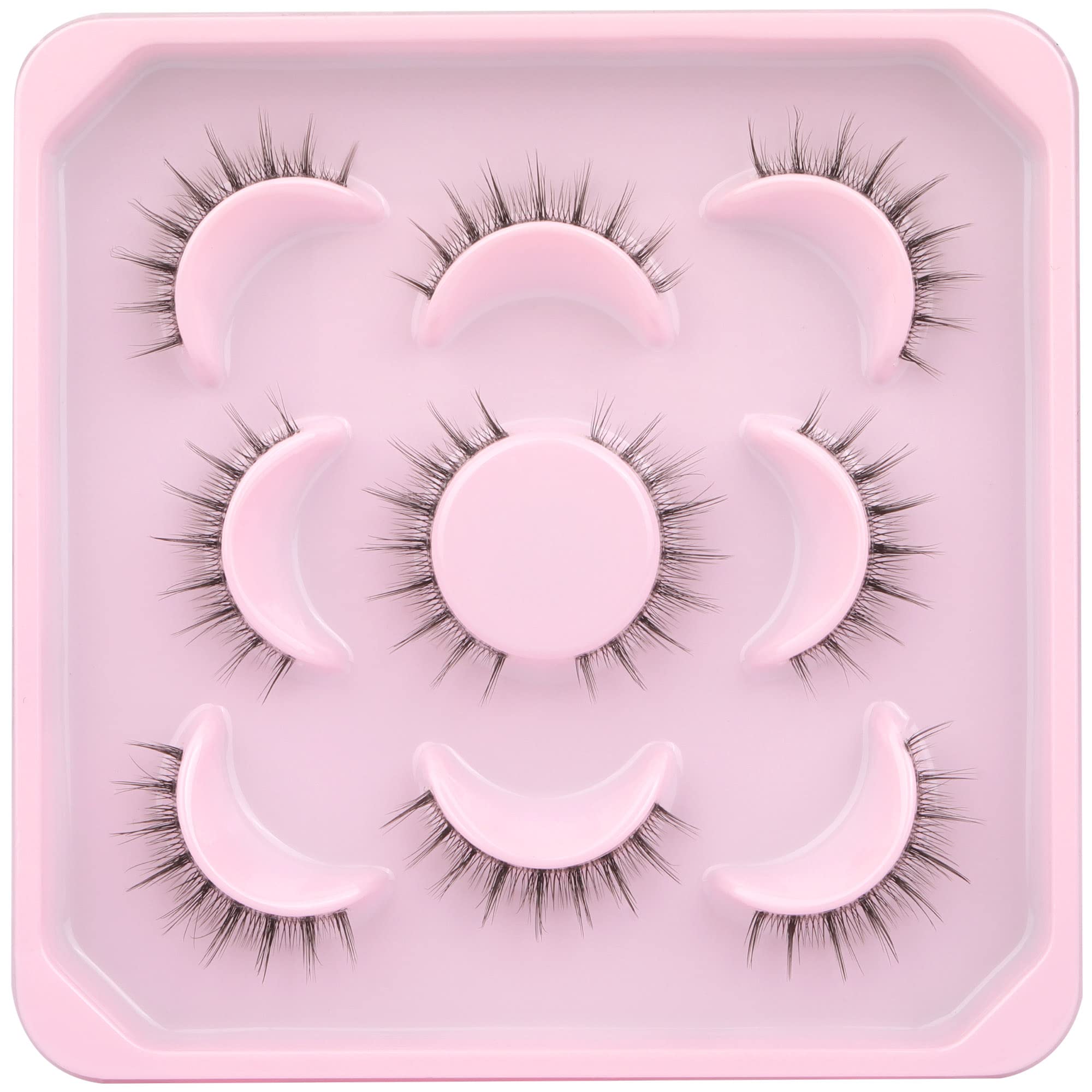 Japanese Lashes Manga False Eyelashes Asian Natural Wispy Mink Eyelashes Clear Band 3D Fake Eye Lashes Pack (6DH6)