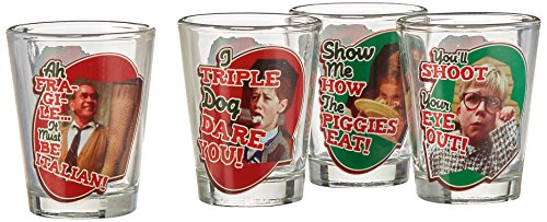 ICUP A Christmas Story Quote Badge Shot Glass 4-pack, Multicolor