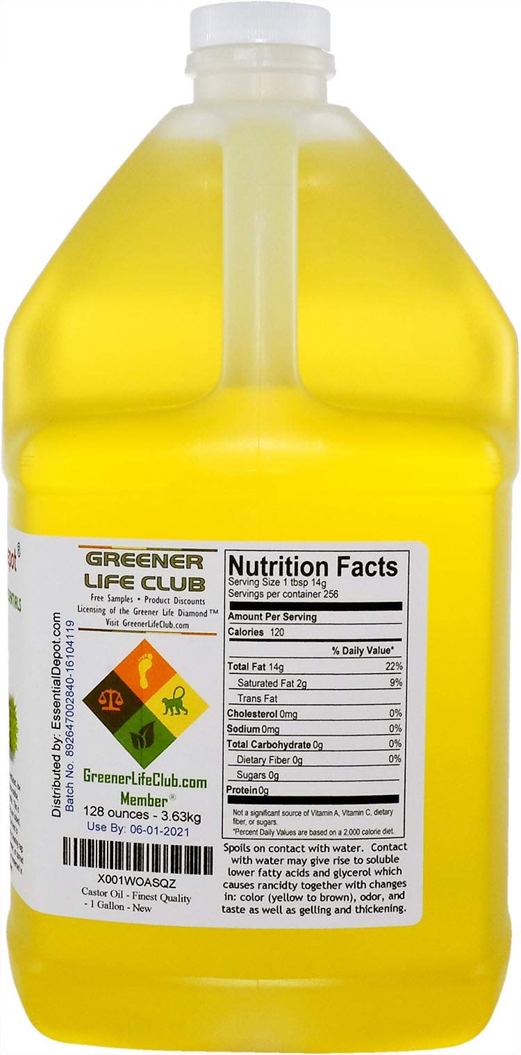 Essential Depot Castor Oil -1 Gallon - 128 oz - safety sealed HDPE container with resealable cap