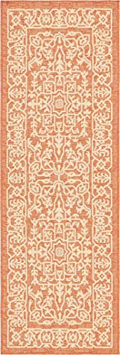Unique Loom Outdoor Botanical Collection Area Rug - Allover (2' 2" x 6' 1" Runner, Terracotta/ Beige)