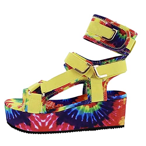 FASDNENDYS Toe Ankel Beach Flat StrapPrinting Platform Summer Open For Womens Sandals Shoes Women's sandals Sandal Shoe
