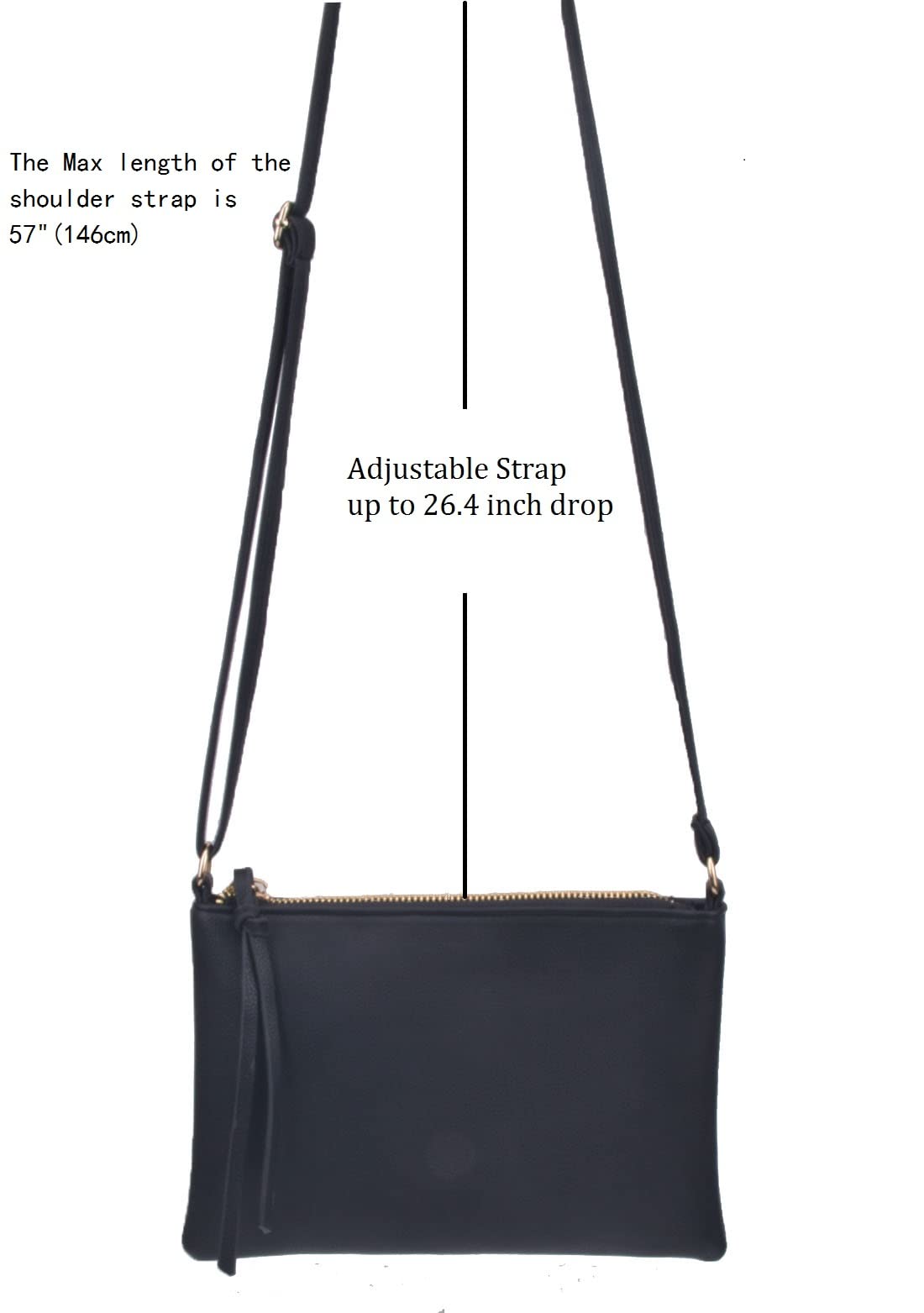 Jiaruo Slim Lightweight PU Leather Small Women Crossbody bag Purses Envelope Messenger bag Handbag (Black 2)