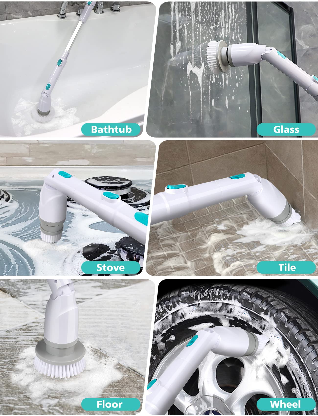 IAGREEA Spin Brush Heads Replacement, Electric Spin Scrubber Replacement Brush Heads Attachments Set, Cordless Power Scrubber Replacement Brush Heads for Cleaning Bathroom Kitchen