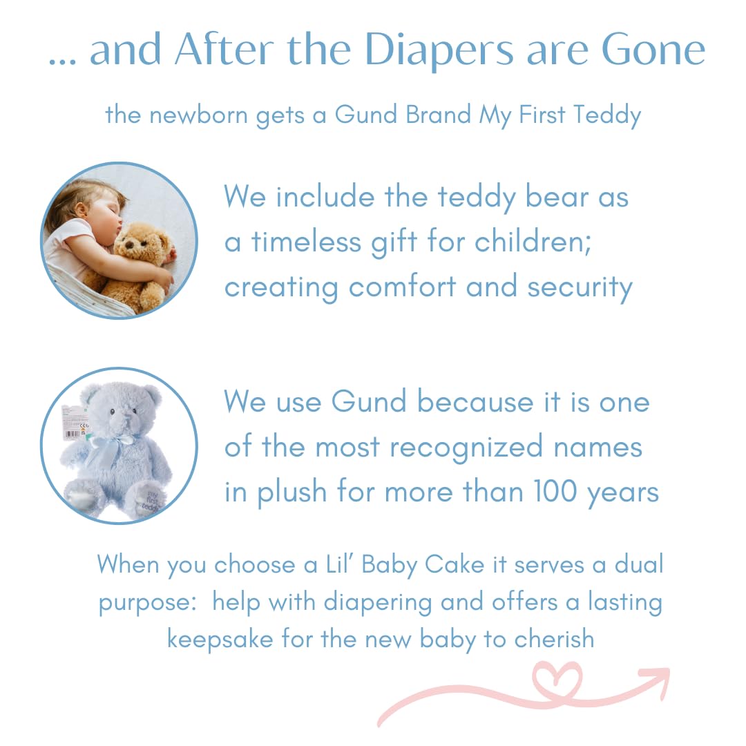 Lil' Baby Cakes Boy Blue Diaper Cake - Makes a Beautiful Baby Gift - Adorable and Practical Handmade Baby Gift with 42 Swaddler Diapers Size 1-10 in x 12 in