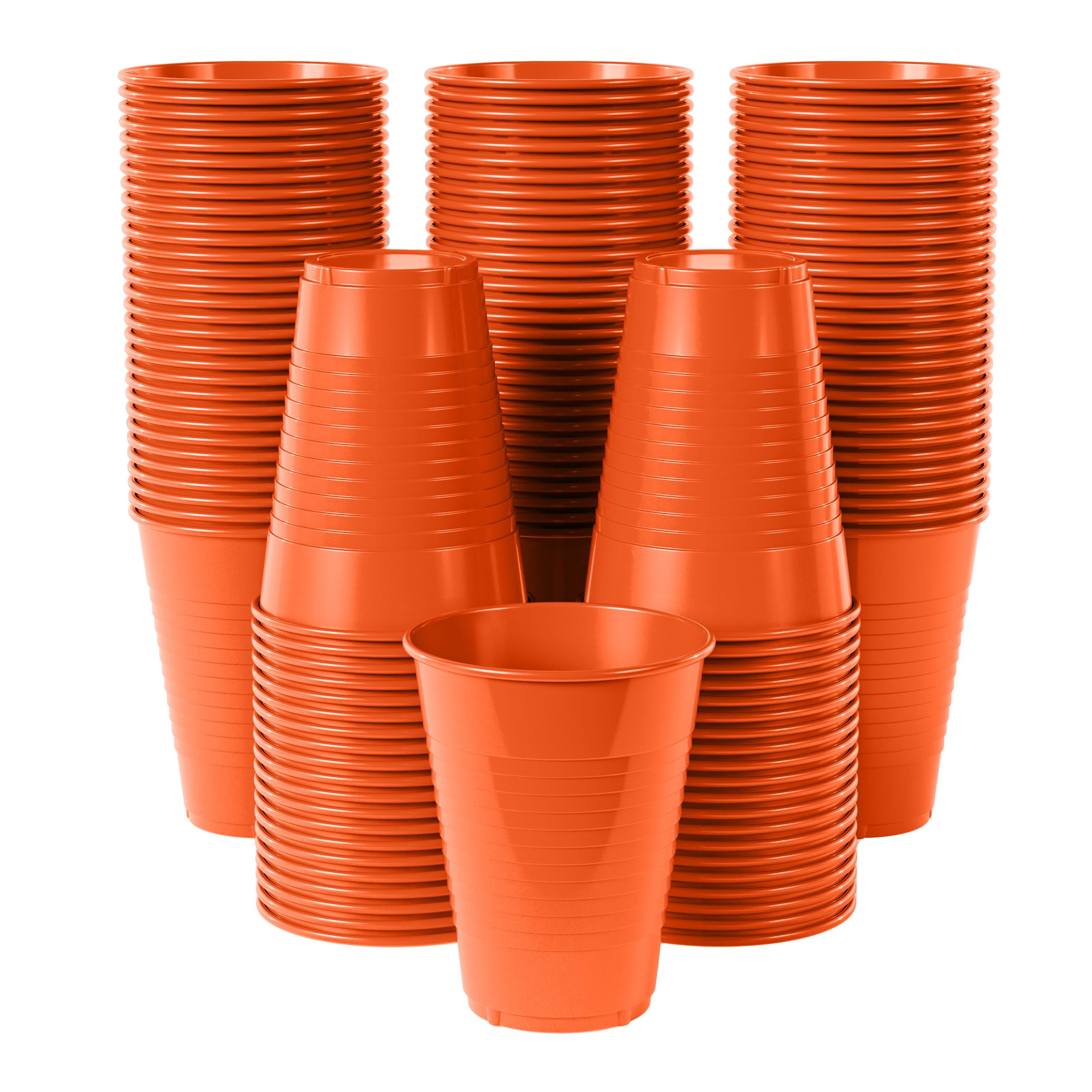 Exquisite 12 oz Orange Plastic Cups For Party 50 Pack | Orange Disposable Cups | Orange Party Cups Disposable | Plastic Party Cups Orange | 12 oz Plastic Cups Disposable | Plastic Drinking Cups