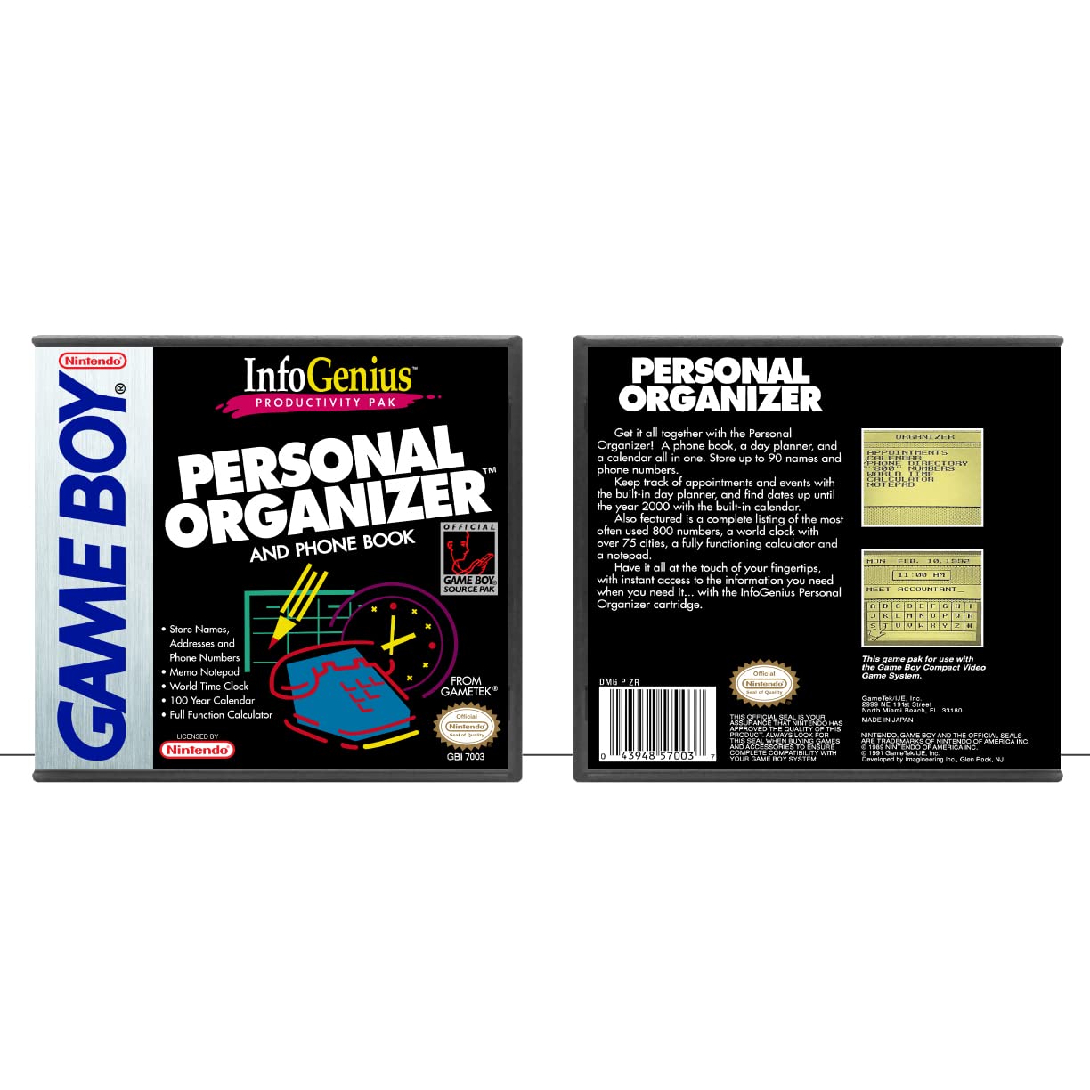 Infogenius Personal Organizer | (GB) Game Boy - Game Case Only - No Game