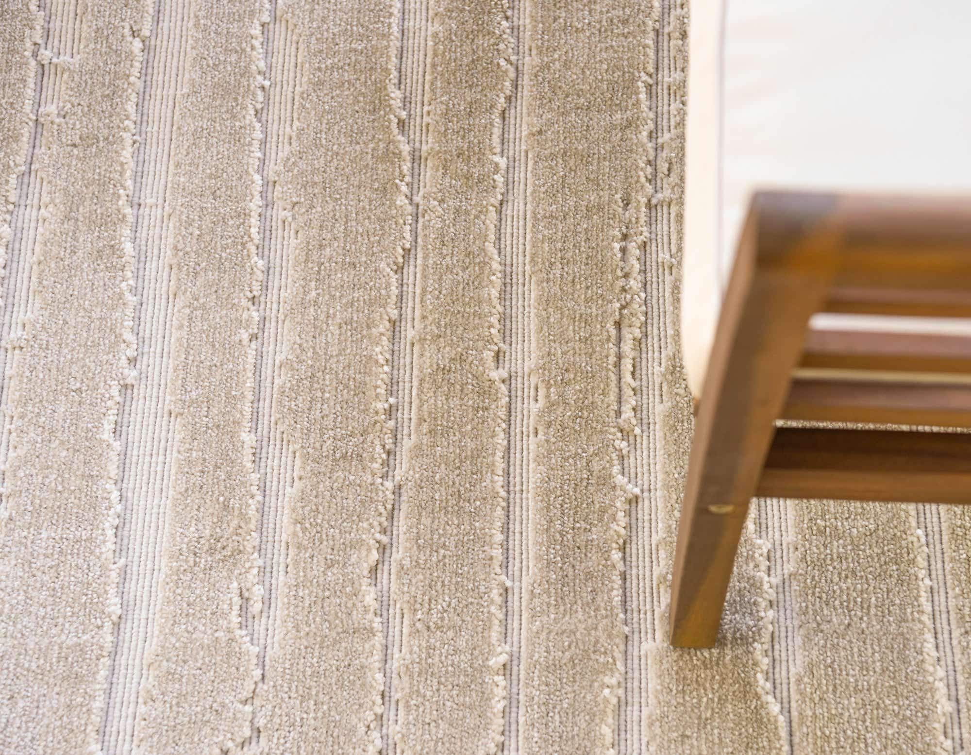 Unique Loom Sabrina Soto Outdoor Collection Geometric, Modern, Vibrant, Striped Carved Area Rug, 2 ft x 8 ft, Beige