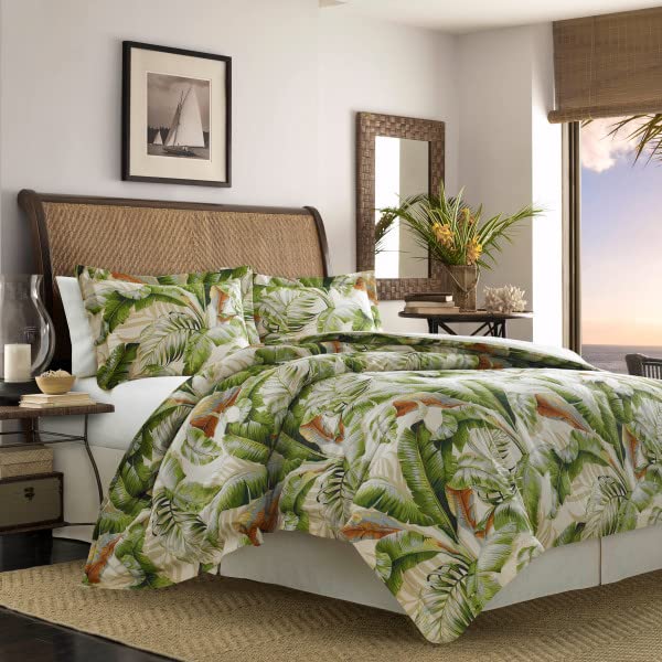 Tommy Bahama - King Duvet Cover Set, Cotton Sateen Bedding with Matching Shams & Button Closure, All Season Home Decor (Palmiers Green, King)