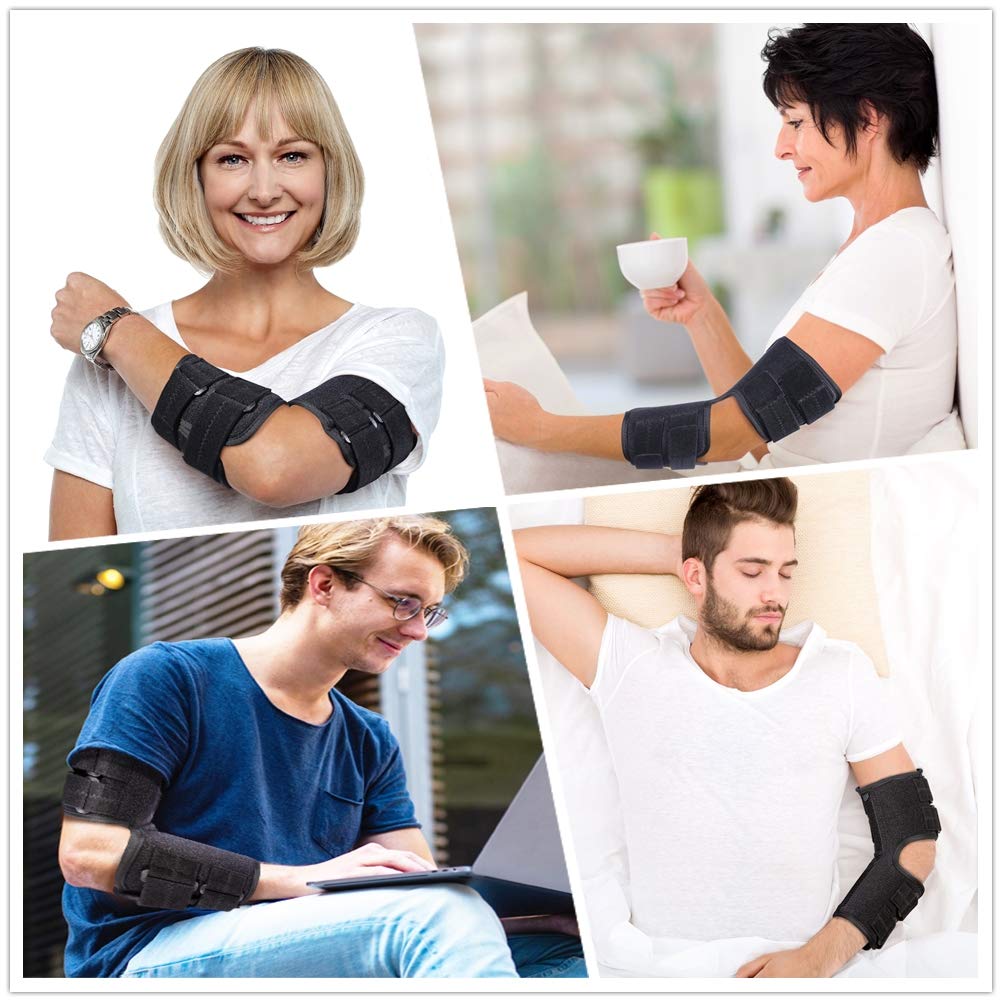 Elbow Brace Support Splint for Cubital Tunnel Syndrome and Arthritis Pain Relief , Adjustable Angle Stabilizer Brace ,Prevent Excessive Bending at night,Fits left and right Arms for Woman and Man- M