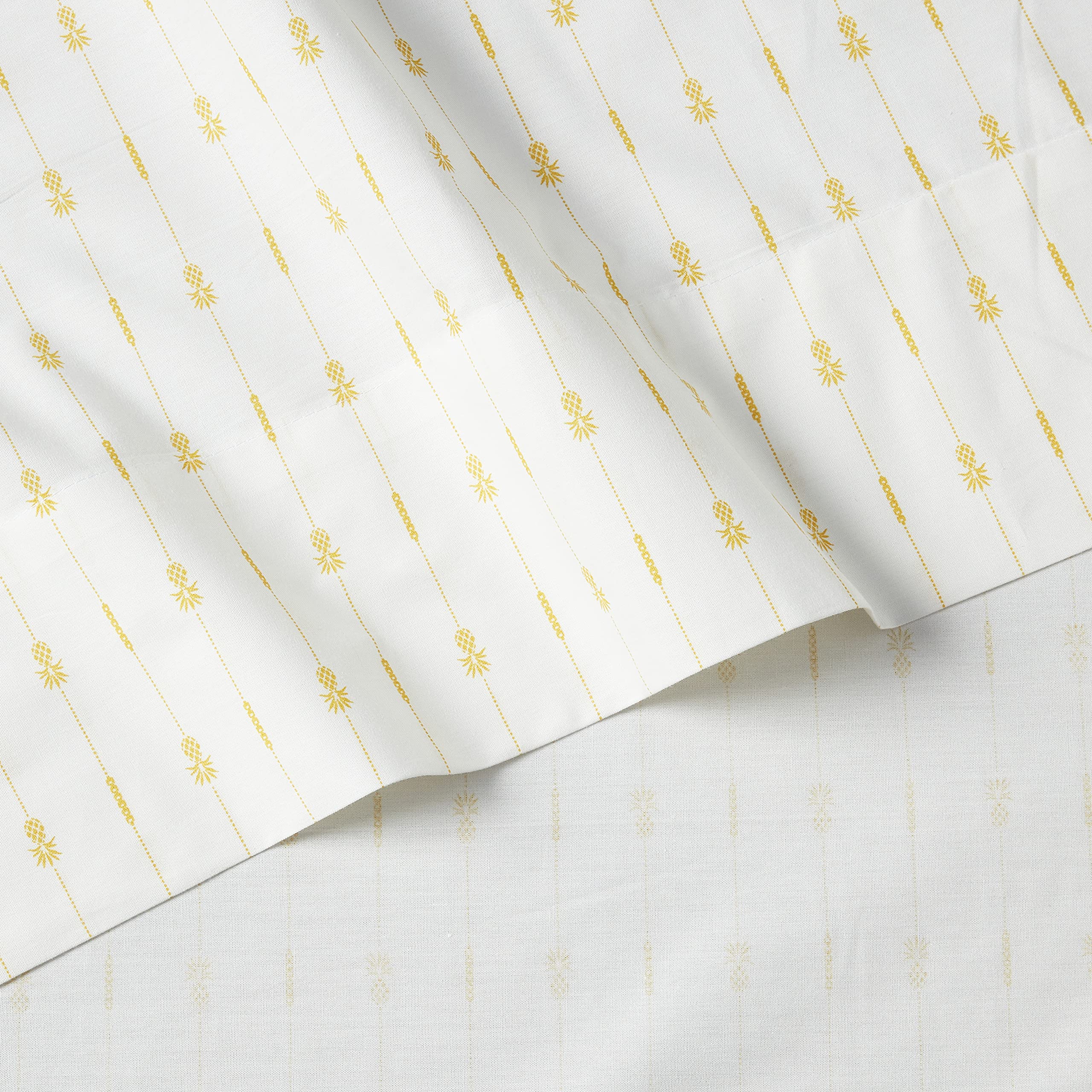 Tommy Bahama - Queen Sheets, Cotton Percale Bedding Set, Crisp & Cool, Stylish Home Decor (Pineapple Pinstripe Yellow, Queen)
