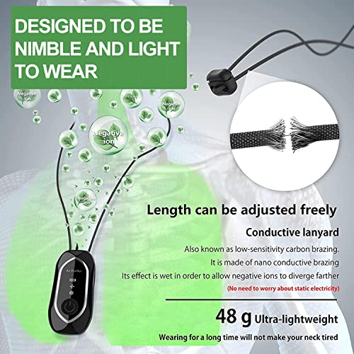 Yaindhi Wearable Air Purifier Necklace,Portable Mini Air Ionizer,for Car,Airplane,Office,Bedroom and Travel,home 2 gears (black)