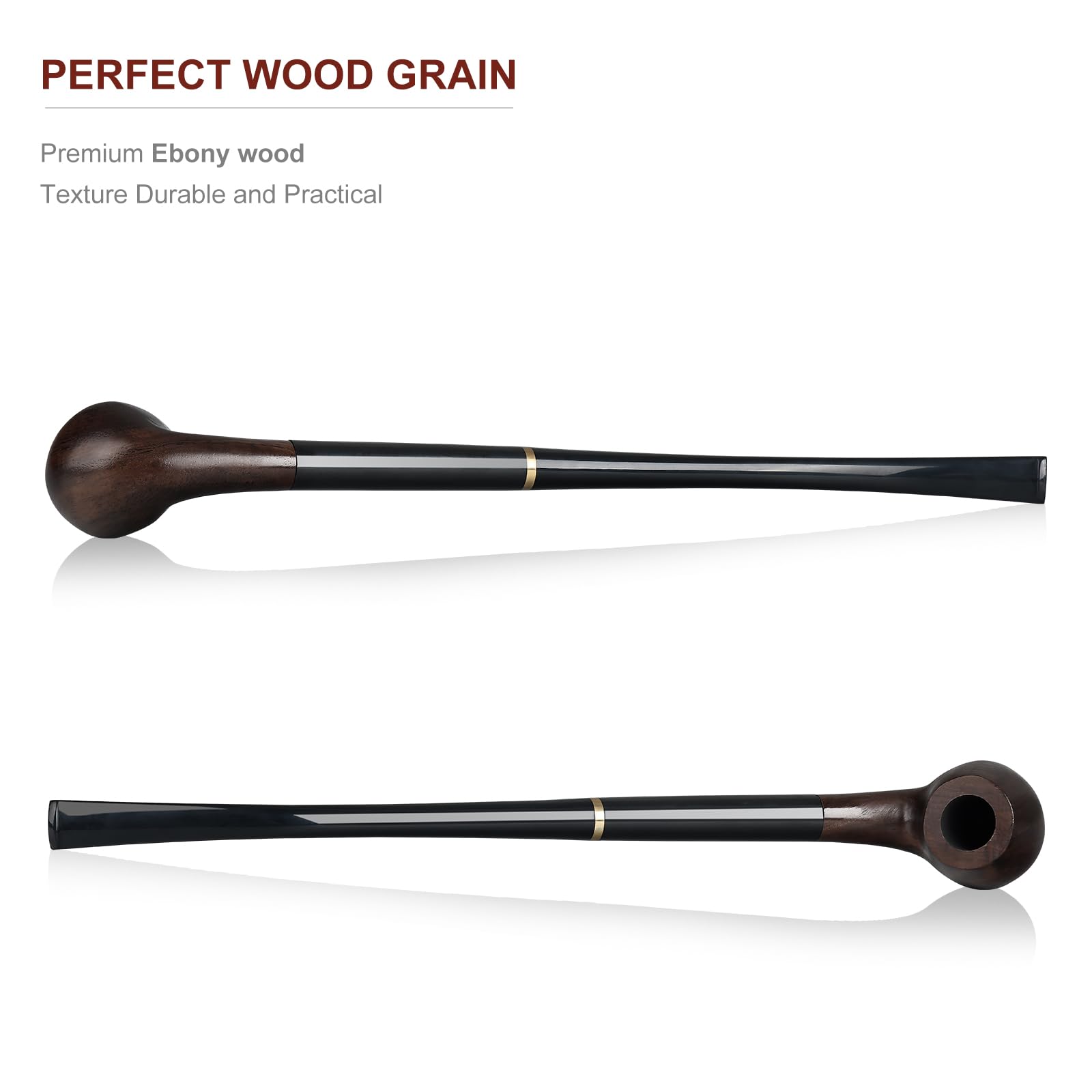 Extended Tobacco Pipe 12" Smoking Pipe Ebony Churchwarden Pipe Gandalf Pipe for 9mm Pipe Filters with Wood Pipe Guide Book