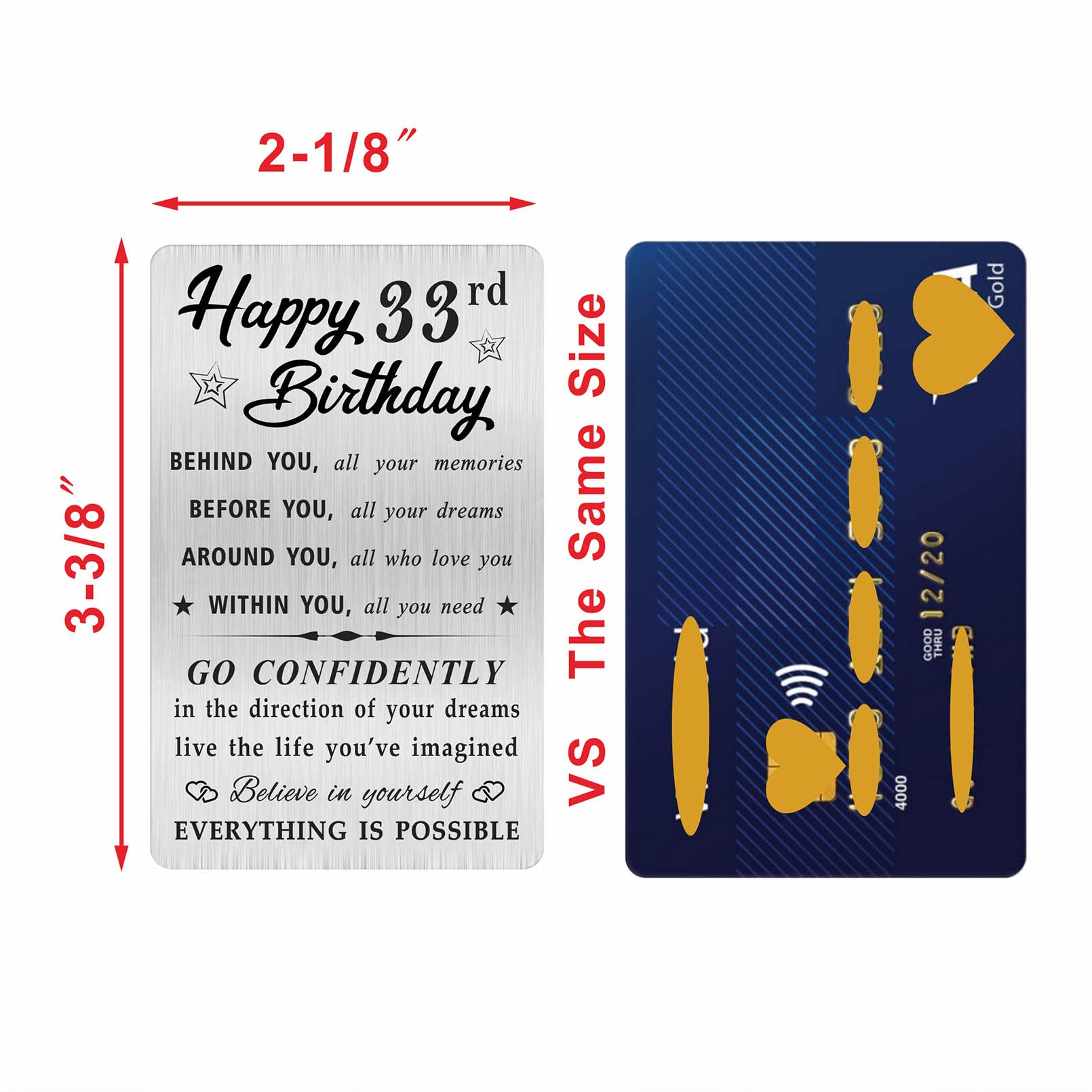 MOQIYXL Happy 33rd Birthday Card for Men Women, Small Engraved Wallet Card for 33 Year Old Birthday Gifts