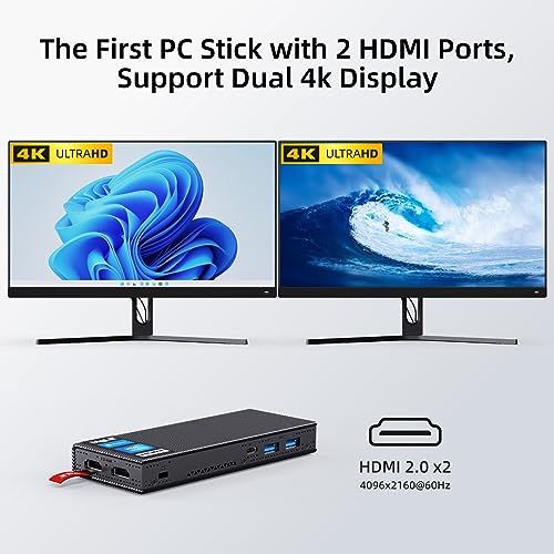 MeLE PCG02 Pro Fanless Mini PC Stick N5105 8GB/256GB Windows 11 Pro WiFi6 USB PD3.0 Micro Computer Stick Dual HDMI 4K Gigabit Ethernet BT5.2 Small PC on Business Office Industrial IOT Media Home