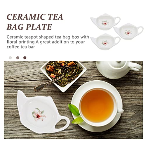 Tea Spoon Rest Jewelry Tray Ceramic Teabag Holder, Tea Bag Holder Teapot Shaped Resting Saucer Spoon Rests Teabag Saucer Seasoning Dish Loose Tea Dish Jewelry Organizer Stand