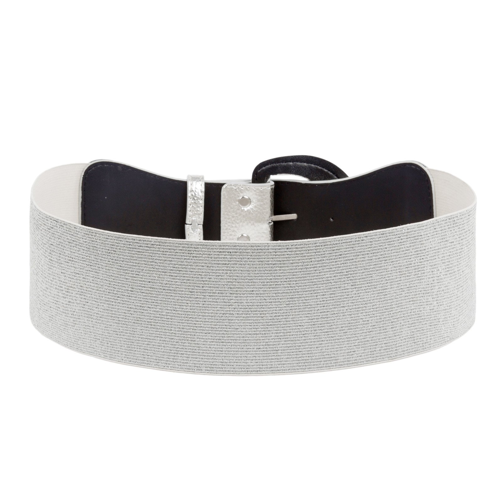 GRACE KARIN Vintage Wide Hook Elastic Waist Belt Waistband Plus Stretchy Cinch Belt(L,Silver)