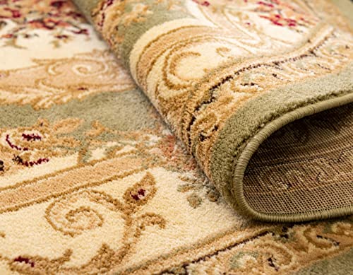 Unique Loom Versailles Collection Traditional Classic Floral Motif Area Rug (5' 0 x 5' 0 Octagon, Green/Ivory)