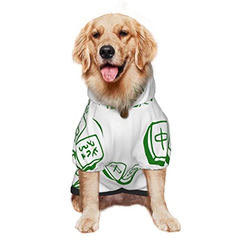 Large Dog Hoodie Chinese-Mahjong-Tile-Plaid Pet Clothes Sweater with Hat Soft Cat Outfit Coat Medium