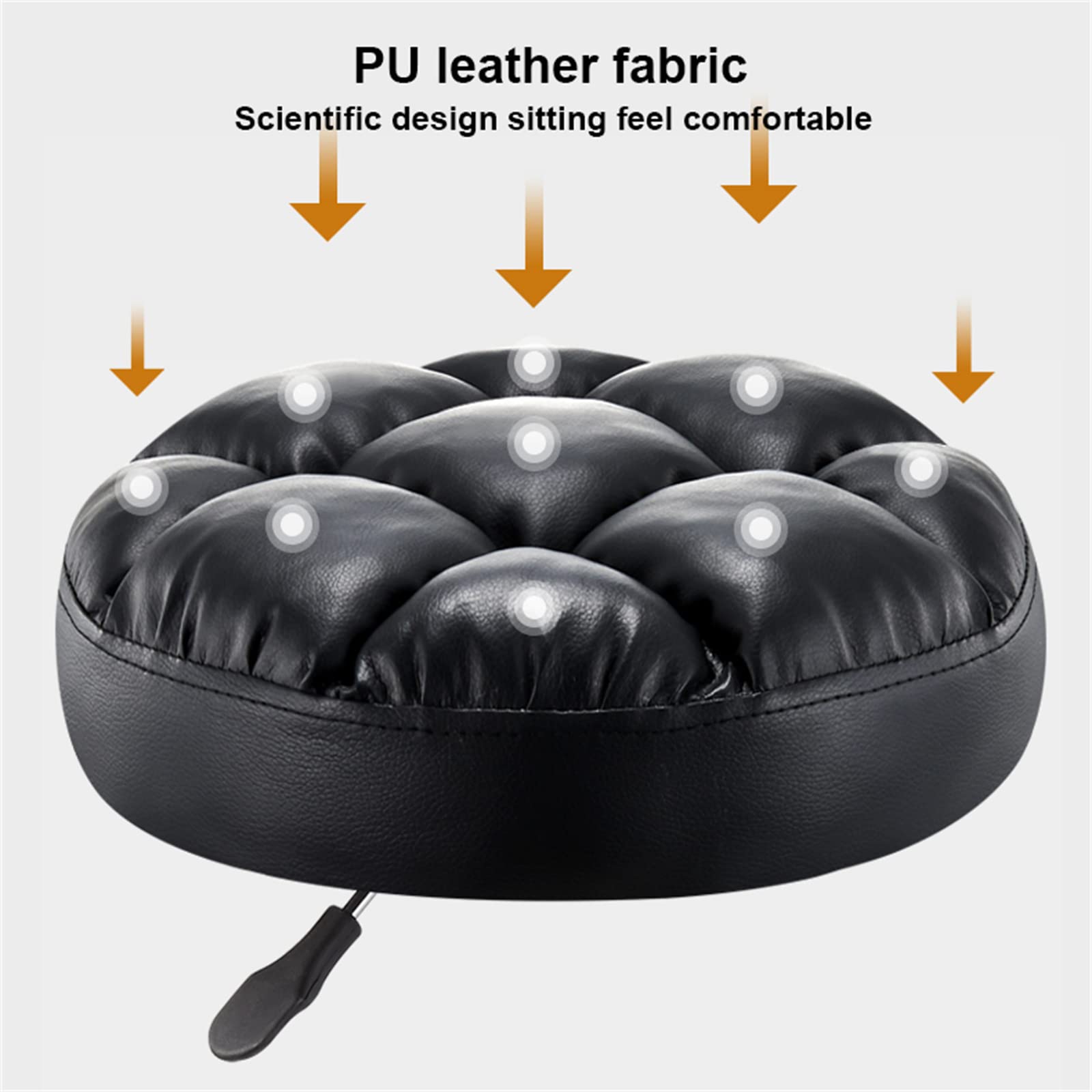 JHKZUDG PU Leather Round Rolling Stool with Wheels,360°Swivel Height Adjustable Stool Chair, Modern Round Rolling Stool with Footrest, for Home Work Spa Salon Massage Stools,Red