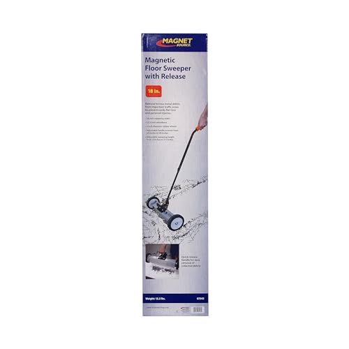 Master Magnetics Magnetic Floor Sweeper with Release - 18β Sweeping Width, Adjustable Sweeping Height, Adjustable Handle, 07543