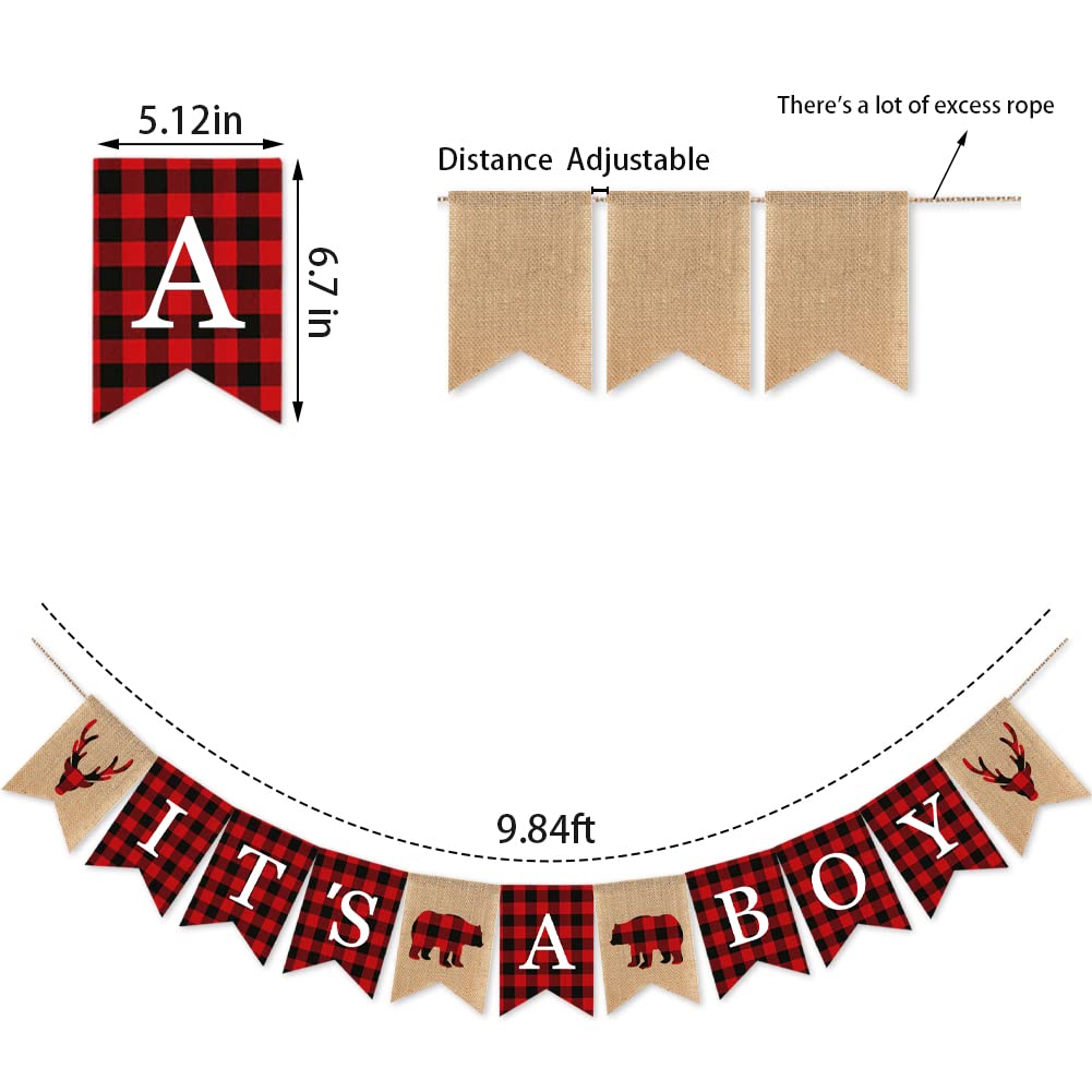 Lumberjack Theme Burlap Banner and It's a Boy Banner High Chair Banner for Baby Boy Photo Props Backdrop Decors
