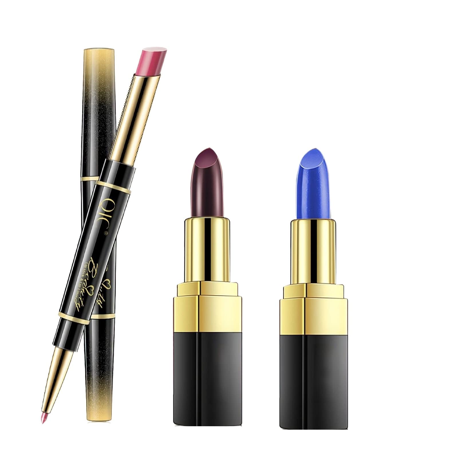MULPG Color Changing Lipstick,Blue Lipstick that Turns Pink,Natural Moisturizing Color Lip Stain,Long Lasting Waterproof Ph Lipstick for Women(3PCS)