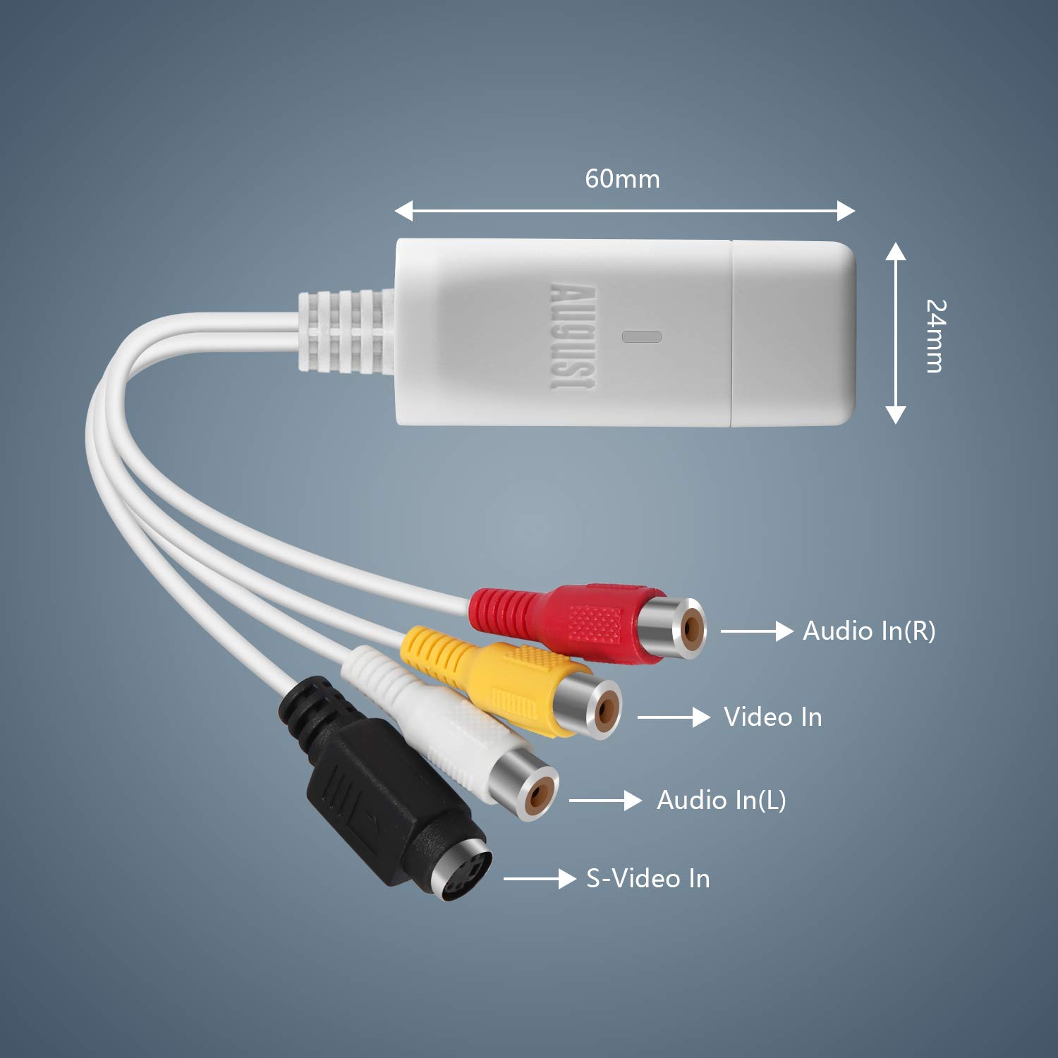 External USB Video Capture Card - August VGB300 - Transfer VHS Home Videos to Mac OS and PC Windows - S-Video and Composite in