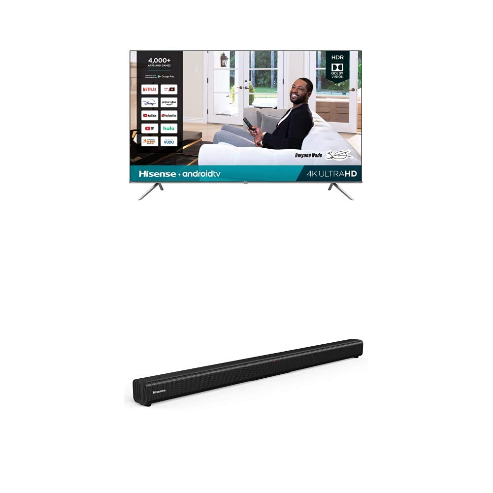 Hisense 85H6570G 85-Inch 4K Ultra HD Android Smart TV with Alexa Compatibility (2020) 2.0 Channel Sound Bar Home Theater System with Bluetooth (Model HS205)