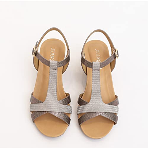 FASDNENDYS Women Wedge Strap Sandals Summer Boho Shoes Comfortable Open Toe Elastic Strap Sandals Roman Cute Shoes Size 9 Women