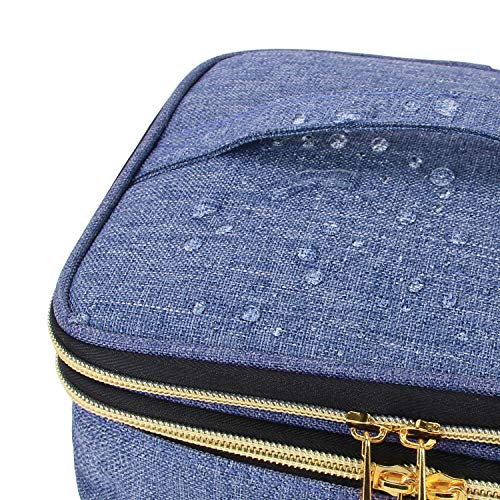 Teamoy Travel Makeup Brush Organizer, Cosmetic Brushes Bag Case with Compartment for Brushes and Beauty Essentials, Blue