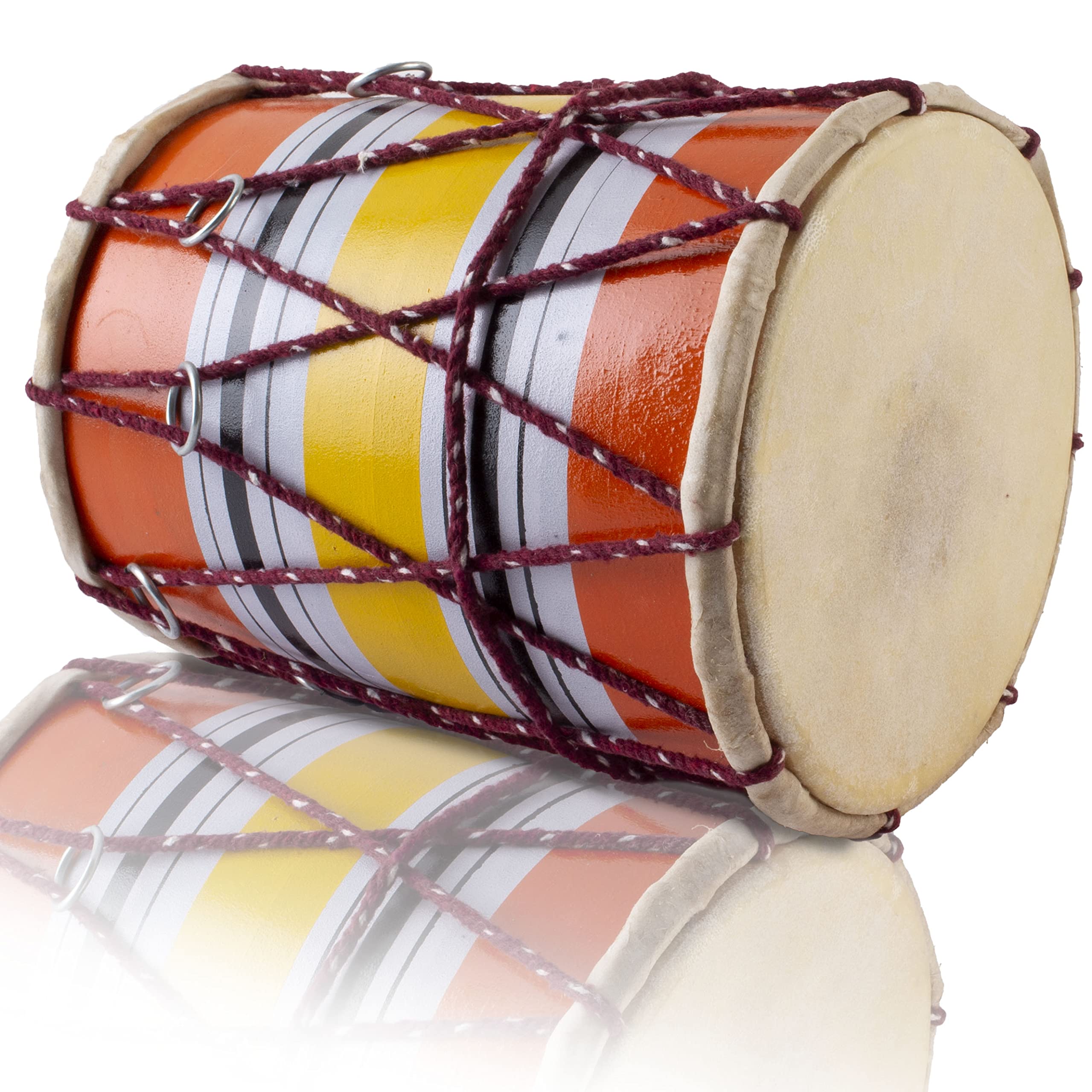 Handmade Wooden & Leather Classical Indian Folk Tabla Drum Set Hand Percussion Drums World Musical Instruments Punjabi Dhol Dholak Dholki 8 x 6 Inches Fun Birthday Housewarming Gift Ideas