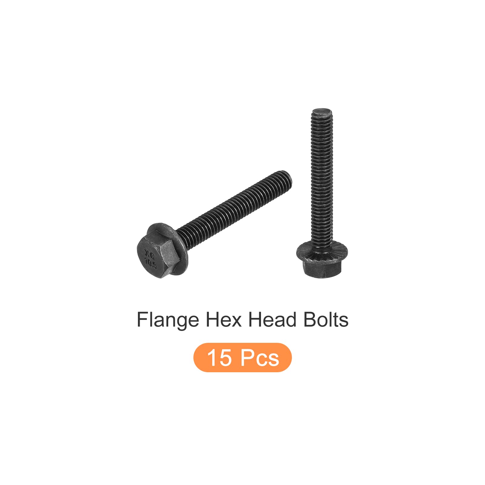 METALLIXITY Flanged Hex Head Bolts (M6x40mm) 15pcs, Hexagon Serrated Flange Bolt Half Thread Screw - for House Construction Hardware Fasteners