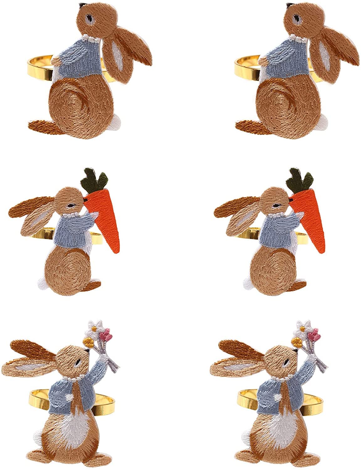 JENPECH Easter Napkin Rings Set of 6, Bunny Napkin Rings Easter Table Decoration, Used for Family Table Decoration Party Table Decoration Setting Decor 2