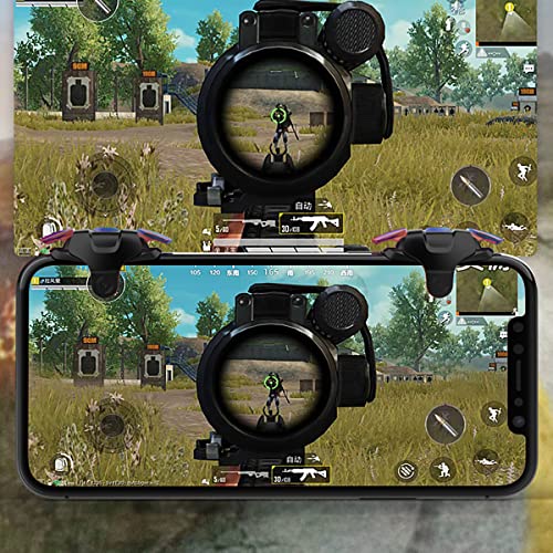 TEESSO Mobile Trigger, Game Controller for iPhone Android, PUBG Cellphone Gaming Joystick 4 Fingers Operation, with Sensitive Shoot Aim Keys for Fornite/Knives Out/Rules of Survival (blue)