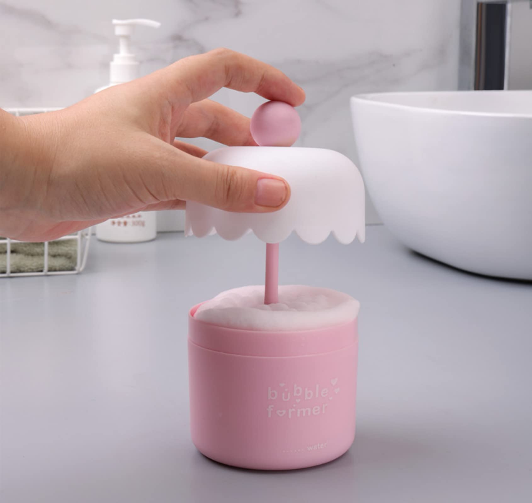 JIBIACB Facial Foamer Face Foam Maker Marshmallow Whip Maker Skincare Tools Facial Cleansing Tool for Face Wash Gift for Her (2pcs, Pink+Green)