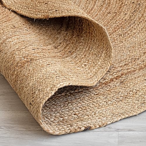 HOMEMONDE Round Circle Living Room Rugs 5-Feet Handmade Braided Area Rug Carpet for Kitchen, Bedroom