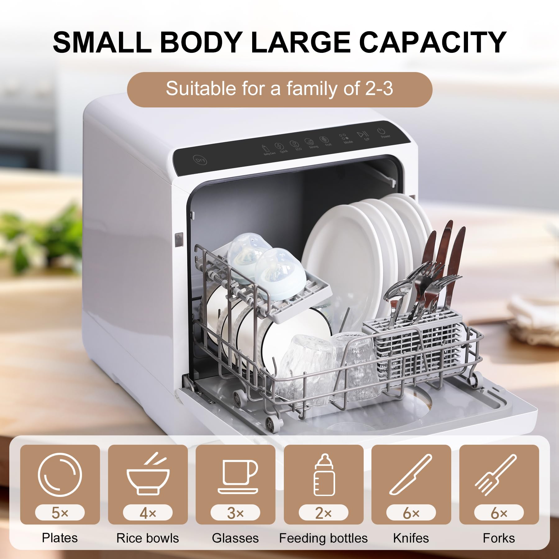 LINGXI Counter Top Dishwasher ,Countertop Dishwasher with Water Tank. Portable Dishwasher With Dryer,Baby Care,360° Spray, Dishwasher For Apartments,Rvs.