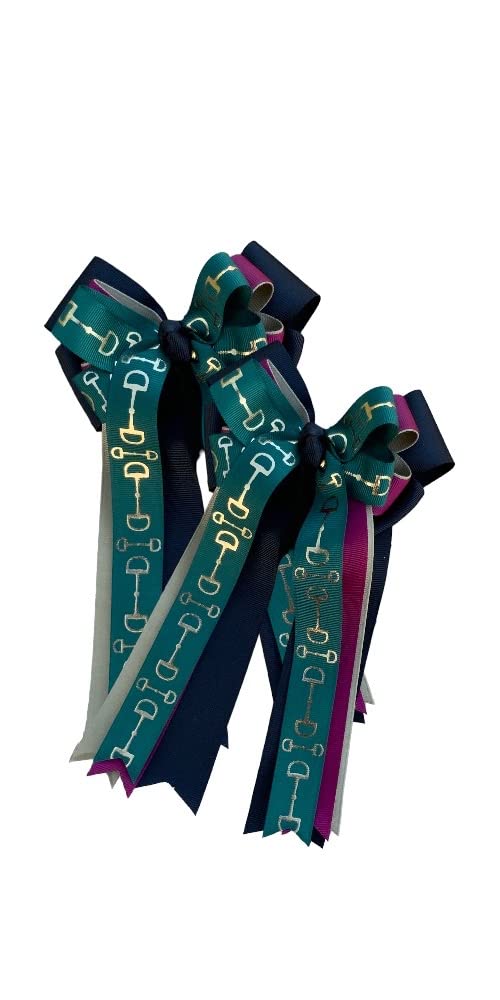 Equestrian Show Bows Girls Horse Shows Hairbows Pony Jumpers Pony Tail Hair Bows Gifts Kids (Small, Tails Size, 2" Alligator Clips)
