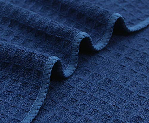 VeraSong Microfiber Kitchen Cleaning Cloth Thick Dish Rags Waffle Weave Washcloths Dish Cloths Ultra Absorbent Odor Free 12inch X 12inch 6 Pack Navy Blue